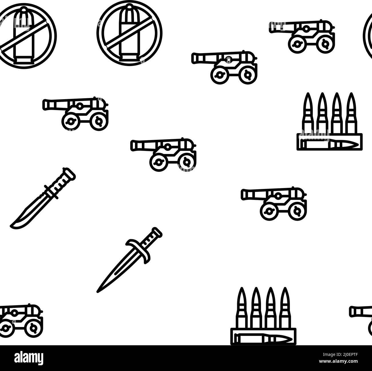Weapon Military Army Equipment Vector Seamless Pattern Stock Vector ...