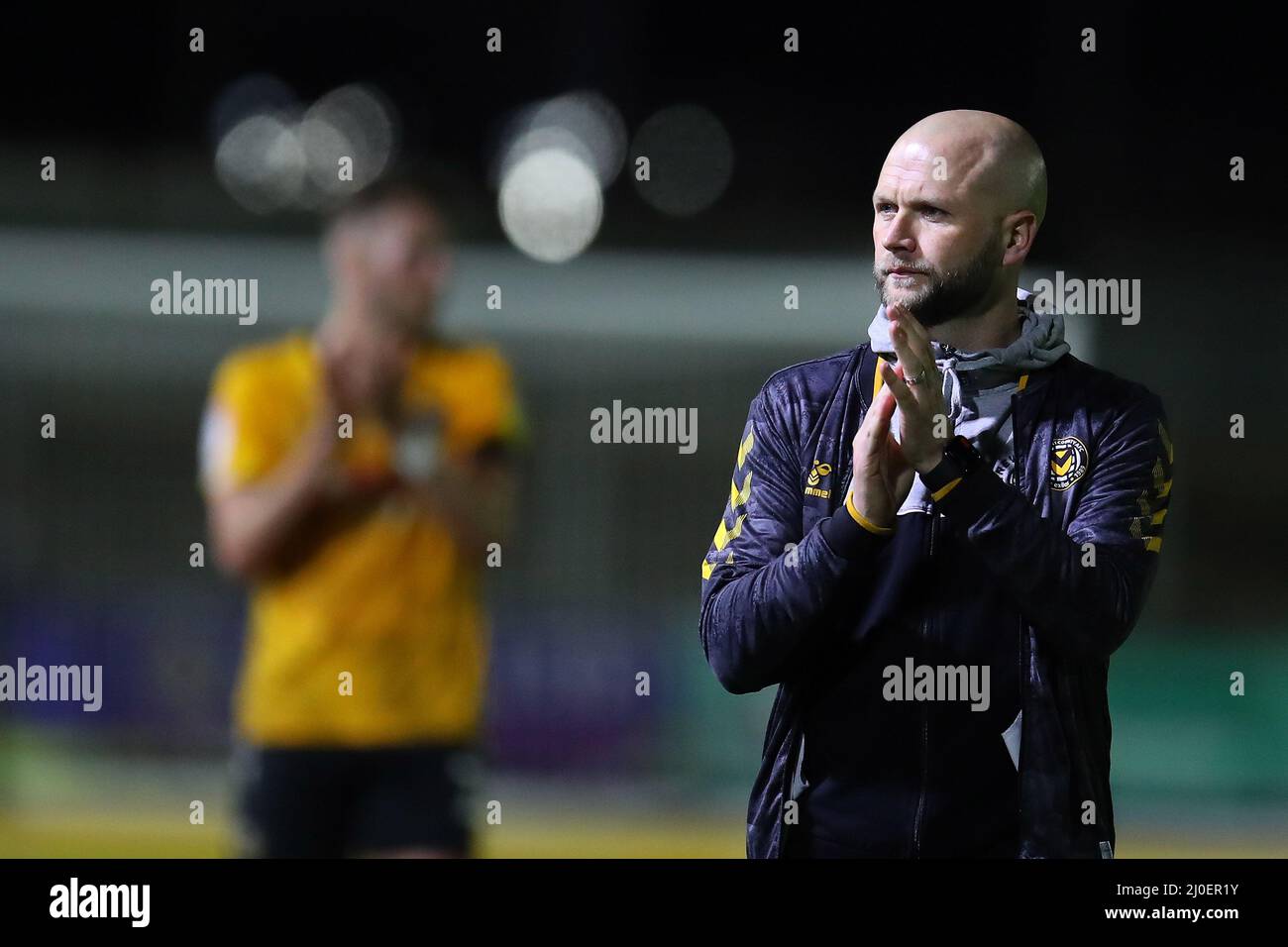 Newport, UK. 18th Mar, 2022. James Rowberry, the manager of Newport ...