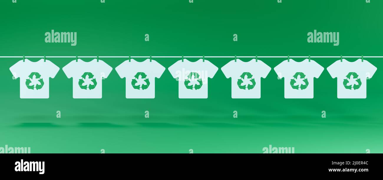 recycle logo t shirts on line header, 3D illustration with copyspace ...
