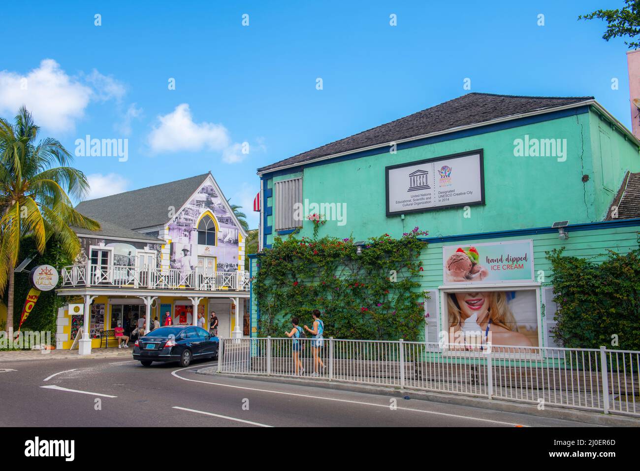 Historic commercial building on Bay Street in historic downtown Nassau ...