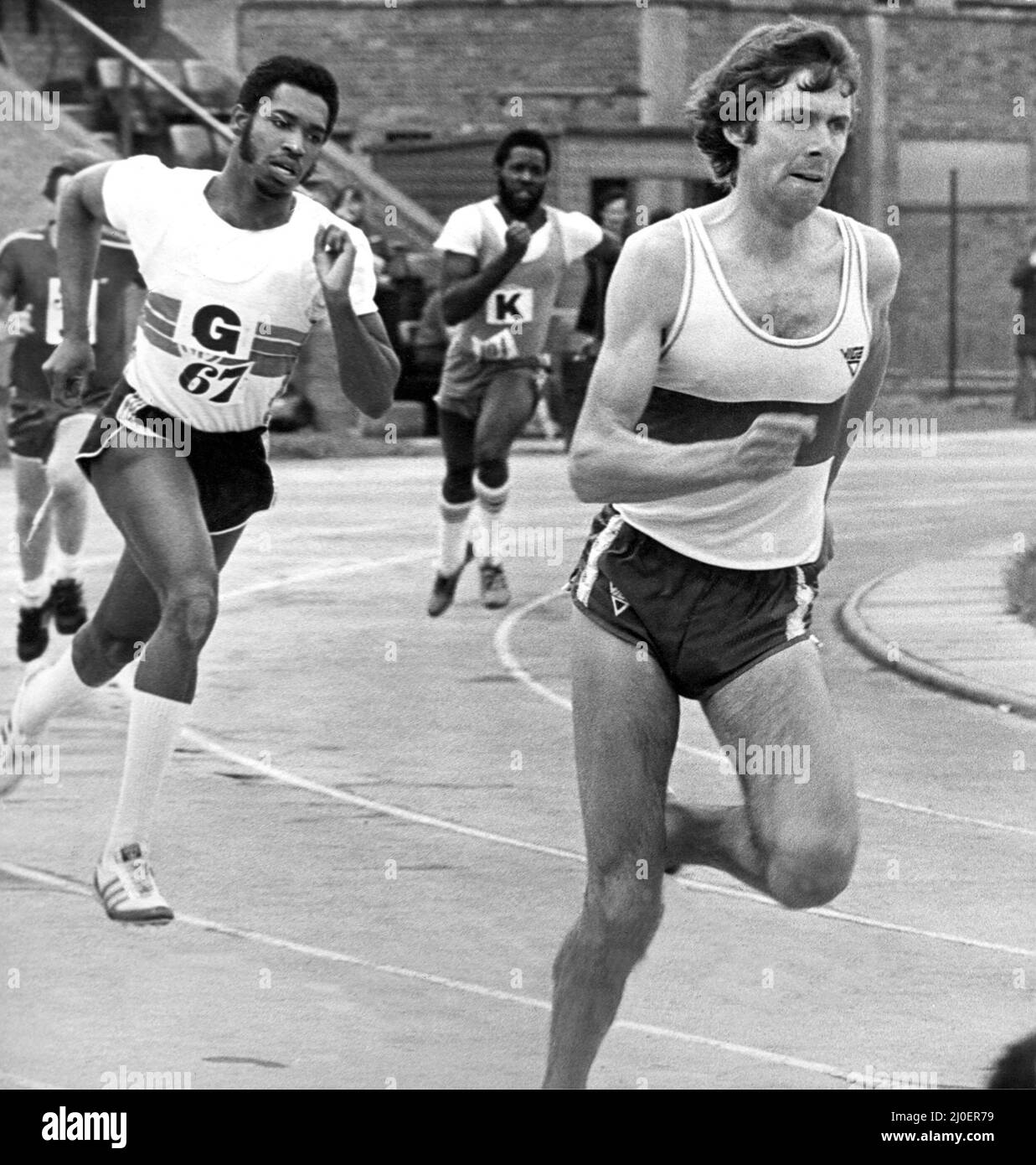 Brendan Foster competing over 400 metres in the GPO championships at ...