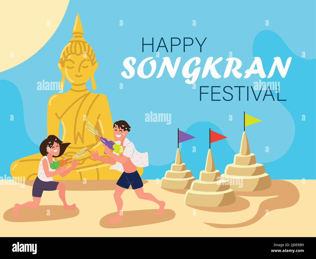 happy songkran festival Stock Vector Image & Art - Alamy