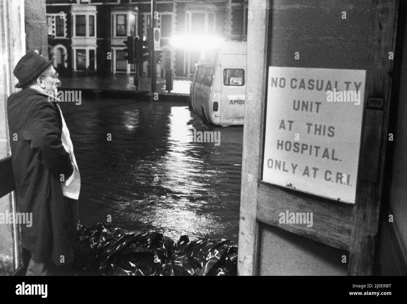 Cardiff Floods 1979, Our picture shows ... floodwater lapping the ...
