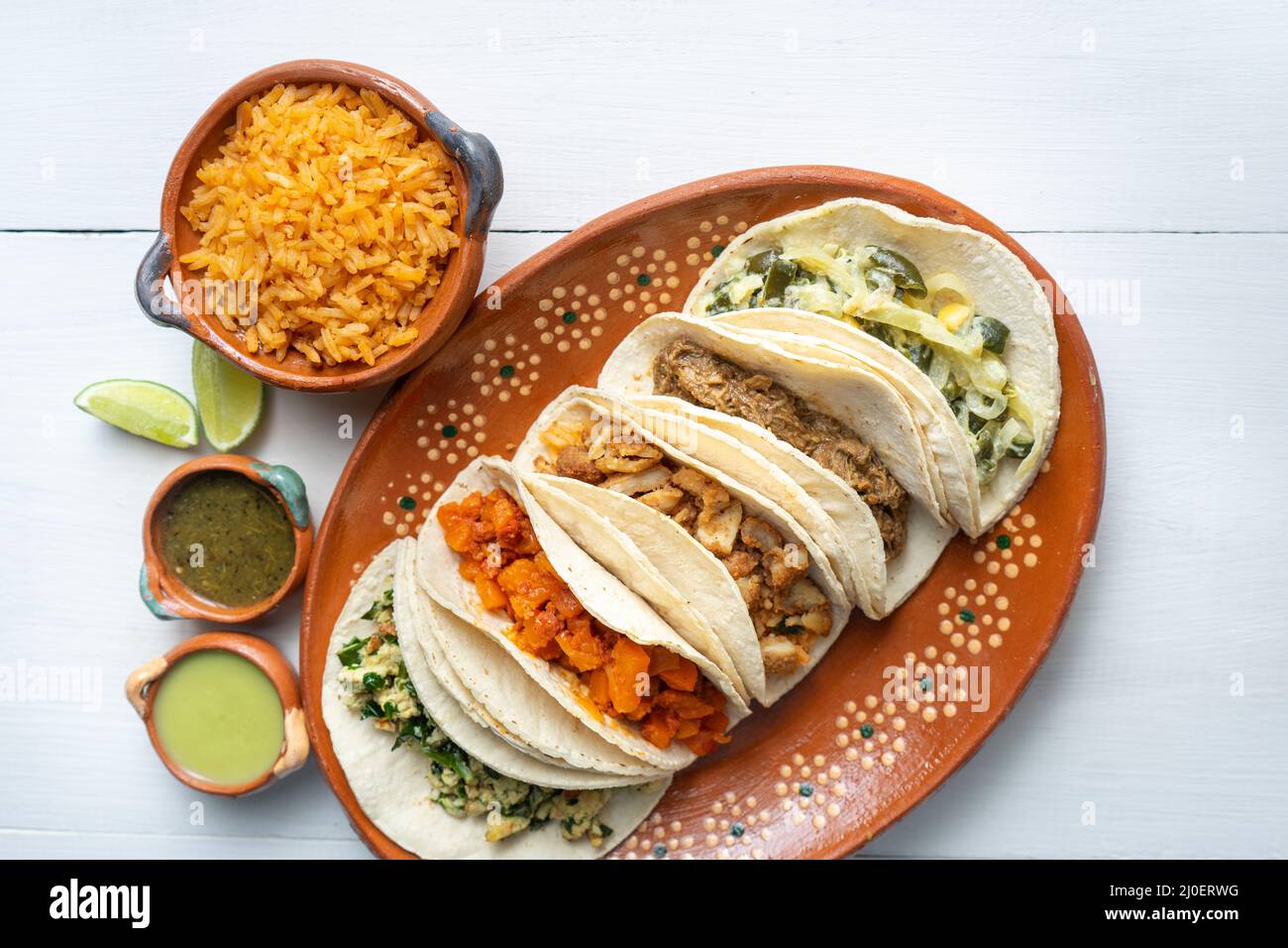 Traditional mexican stew tacos "guisados Stock Photo - Alamy