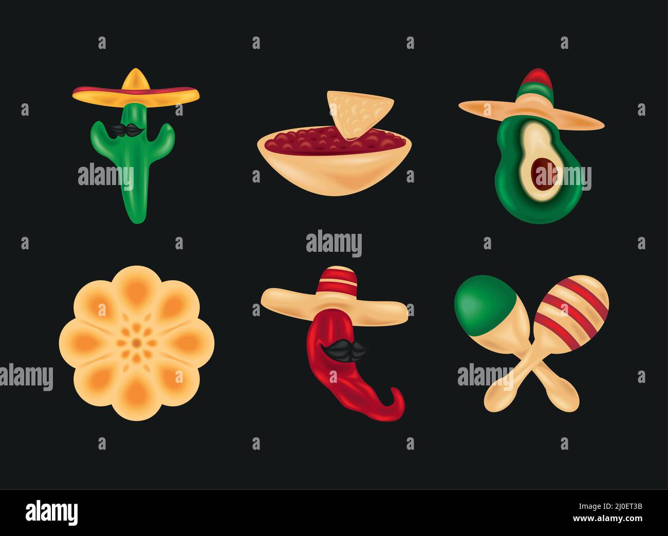 mexican icons set Stock Vector Image & Art - Alamy