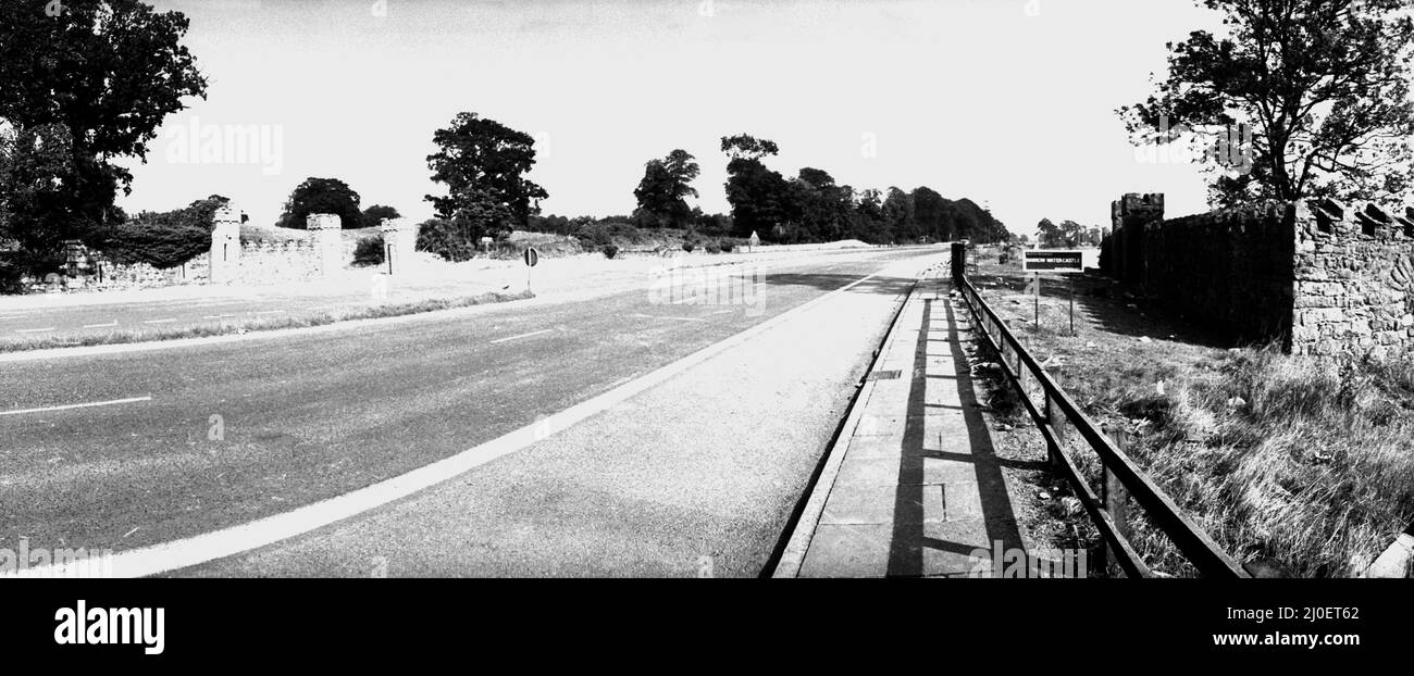 The ruined entrance gate to the Hall Estate after one of the two ...
