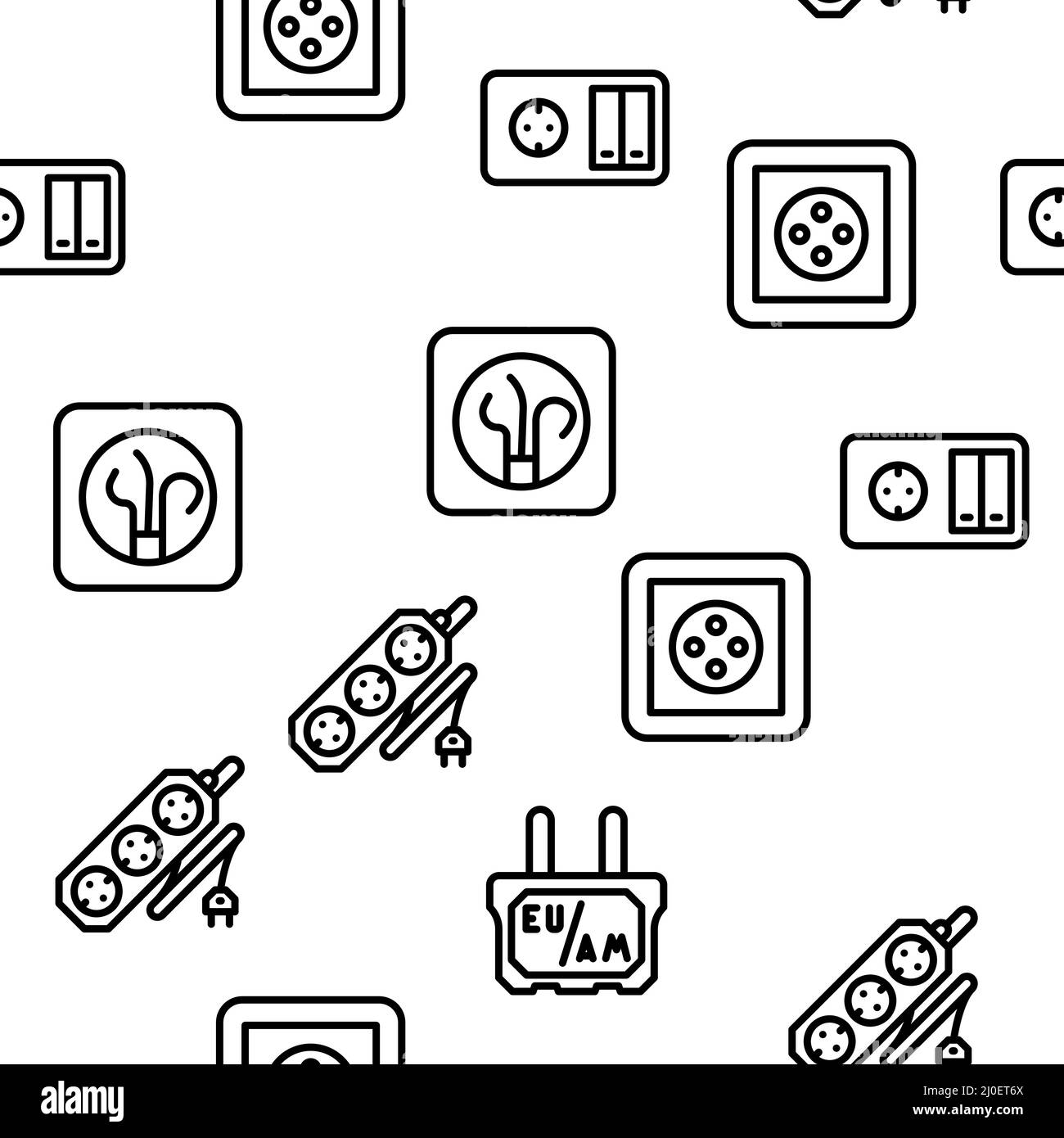 Socket Power Electrical Accessory Vector Seamless Pattern Stock Vector ...
