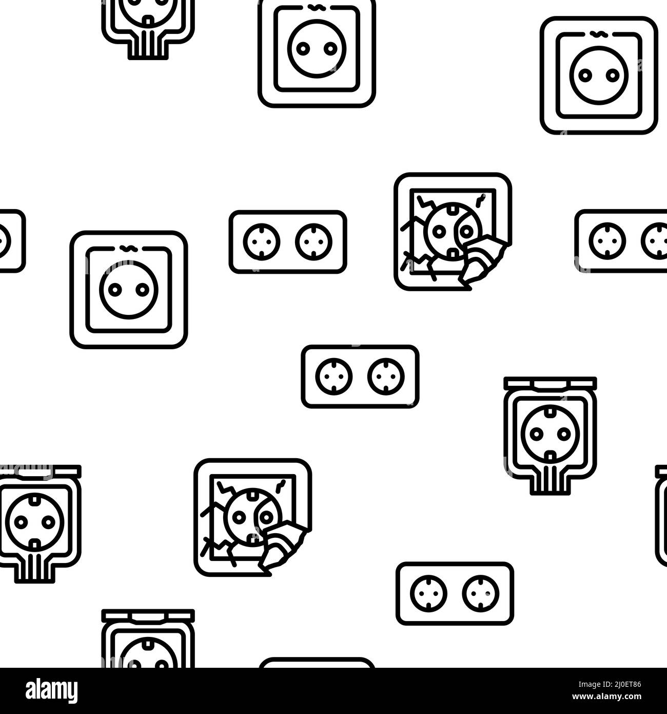 Socket Power Electrical Accessory Vector Seamless Pattern Stock Vector ...