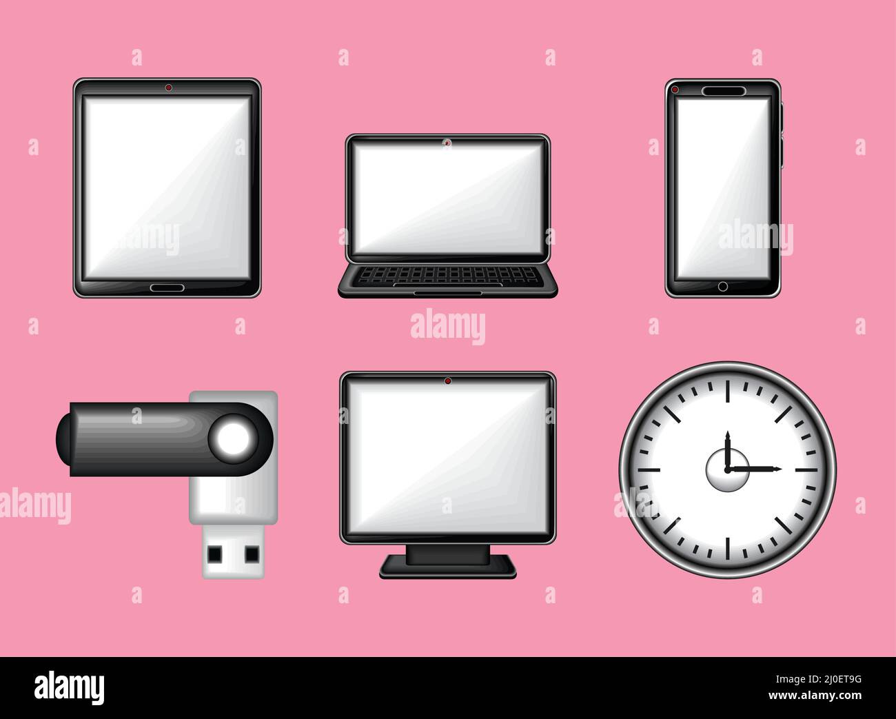 technology devices and clock Stock Vector Image & Art - Alamy
