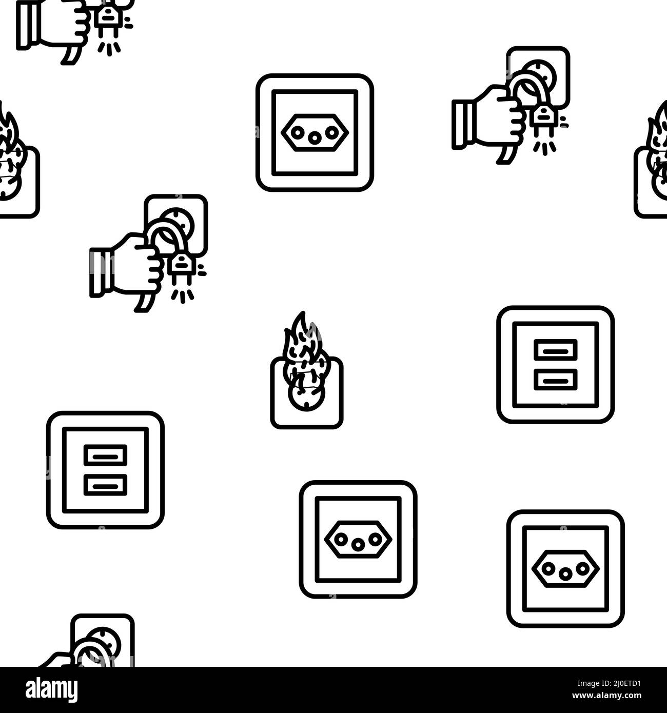Socket Power Electrical Accessory Vector Seamless Pattern Stock Vector ...