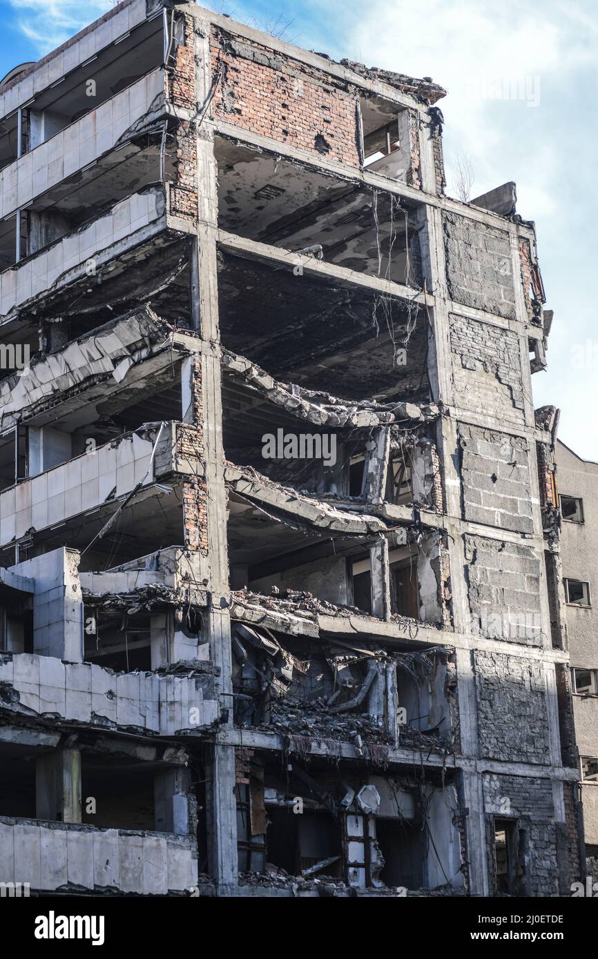 Former Yugoslav Ministry of Defence building, bombed by NATO in 1999 ...
