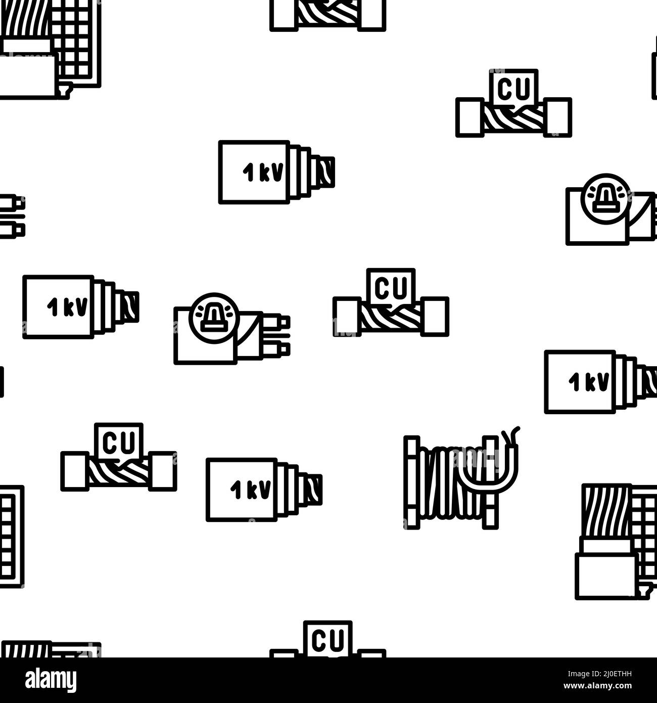 Cable Wire Electrical System Vector Seamless Pattern Stock Vector Image ...