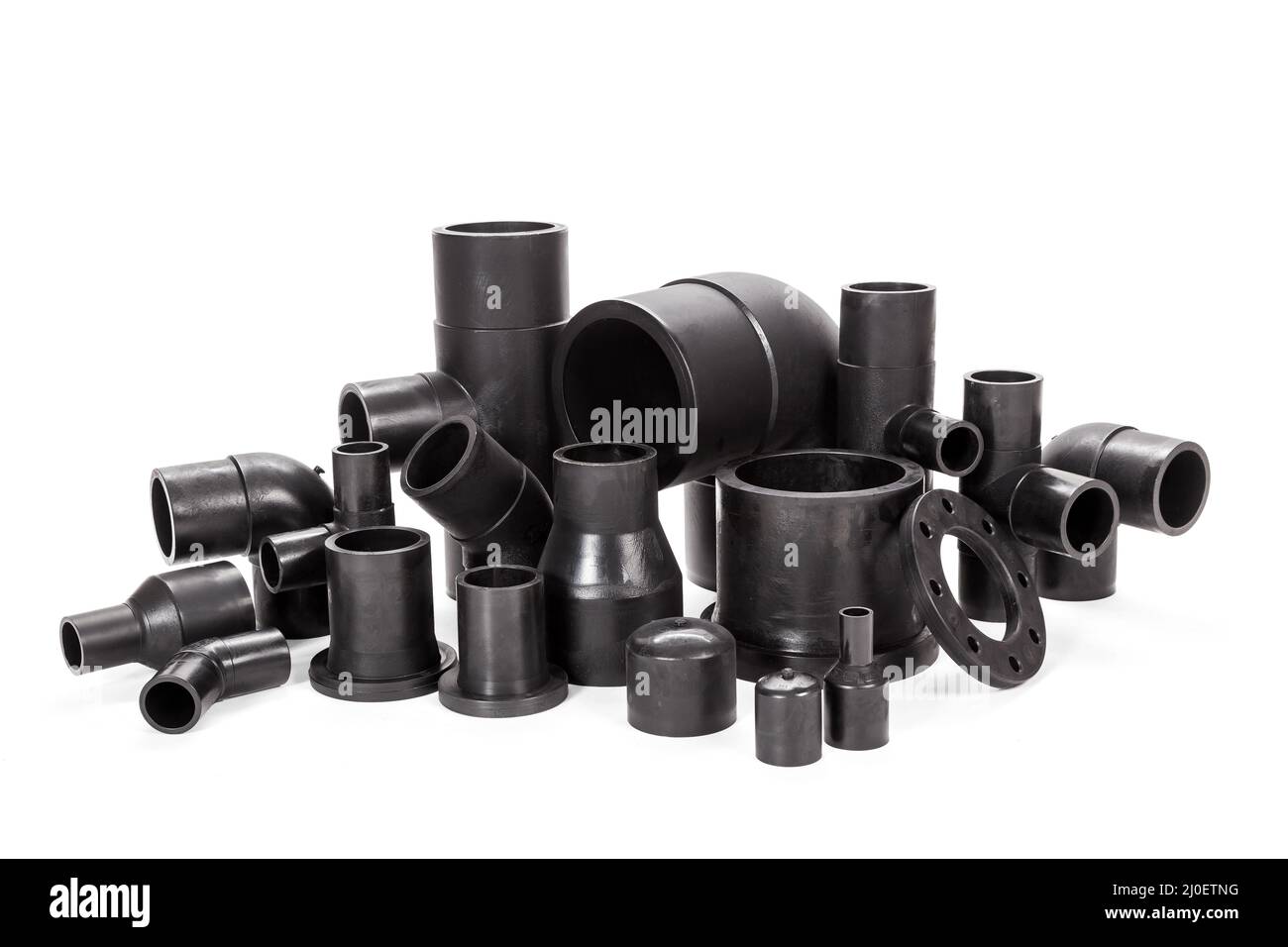 Assorted PCV sewage parts shot over white background Stock Photo - Alamy