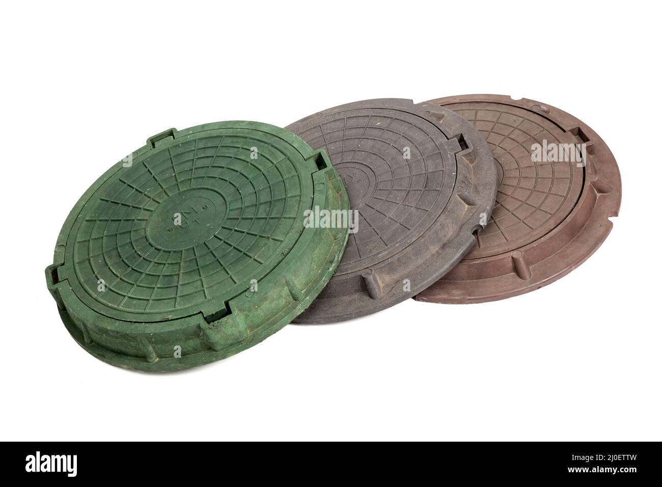 Round hatches of the city sewer on a isolated background Stock Photo ...