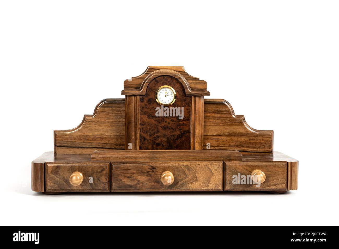 Decorative table wooden watches on an isolated background Stock Photo ...