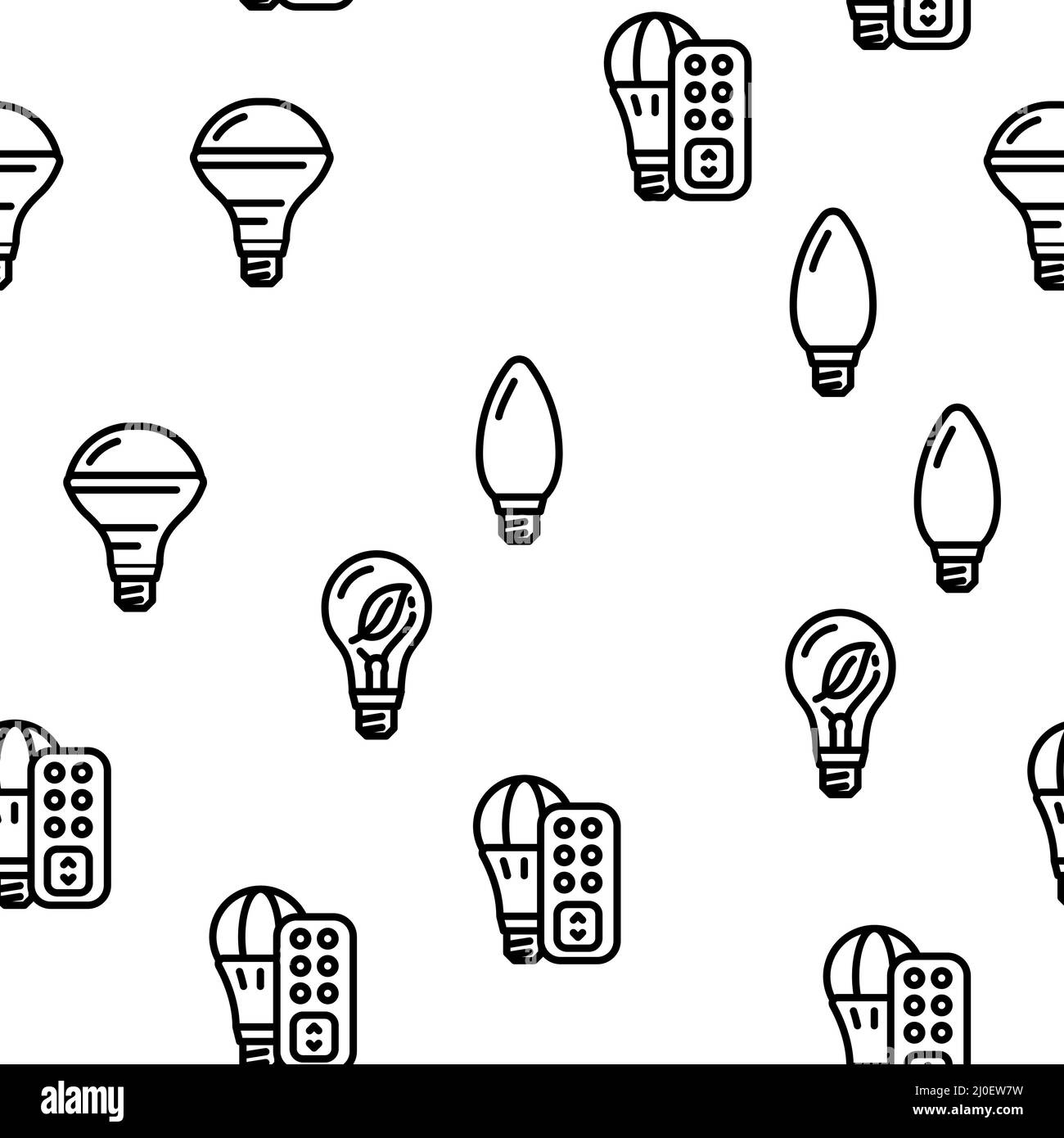Bulb Lighting Electric Accessory Vector Seamless Pattern Stock Vector ...