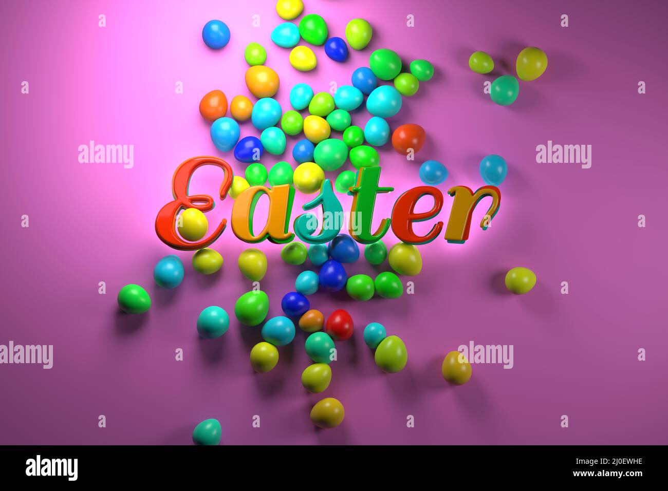 Happy Easter background with lettering decorated by colorfull eggs ...