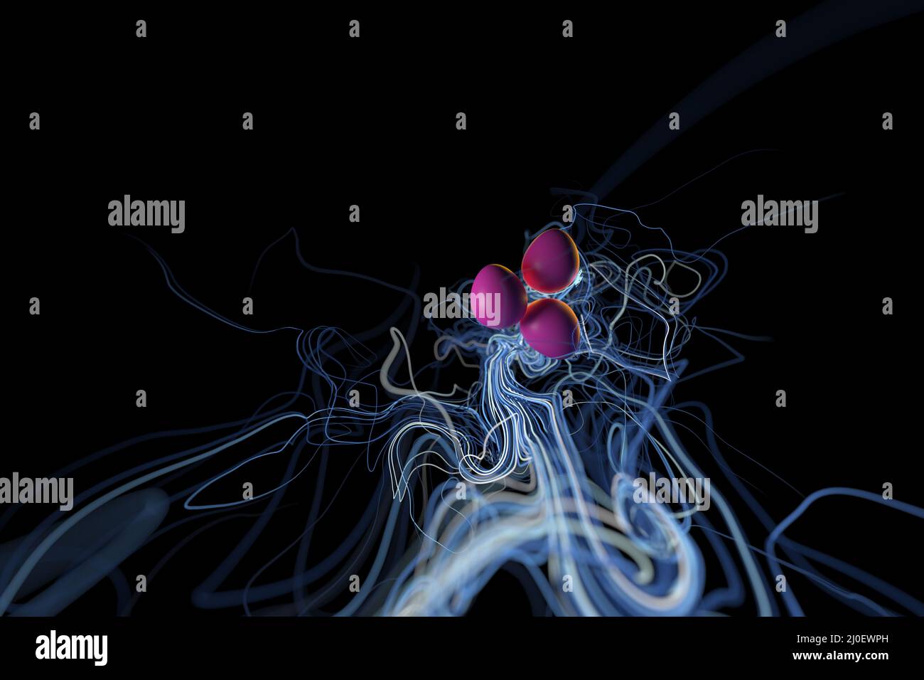 Happy Easter background with pink eggs surrounded by graceful ribbons ...