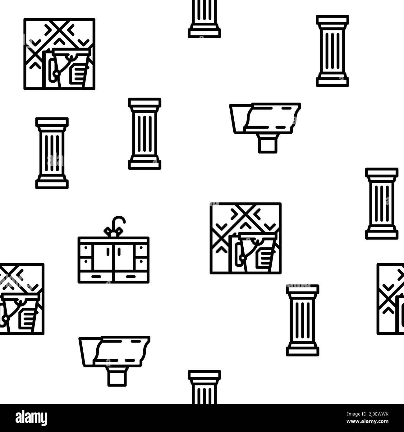 Building Materials And Supplies Vector Seamless Pattern Stock Vector ...