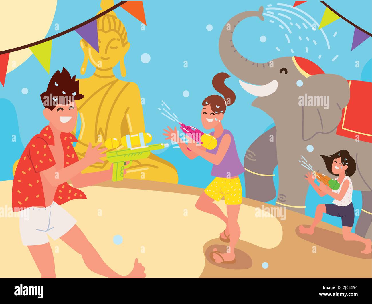people celebrating songkran Stock Vector Image & Art - Alamy