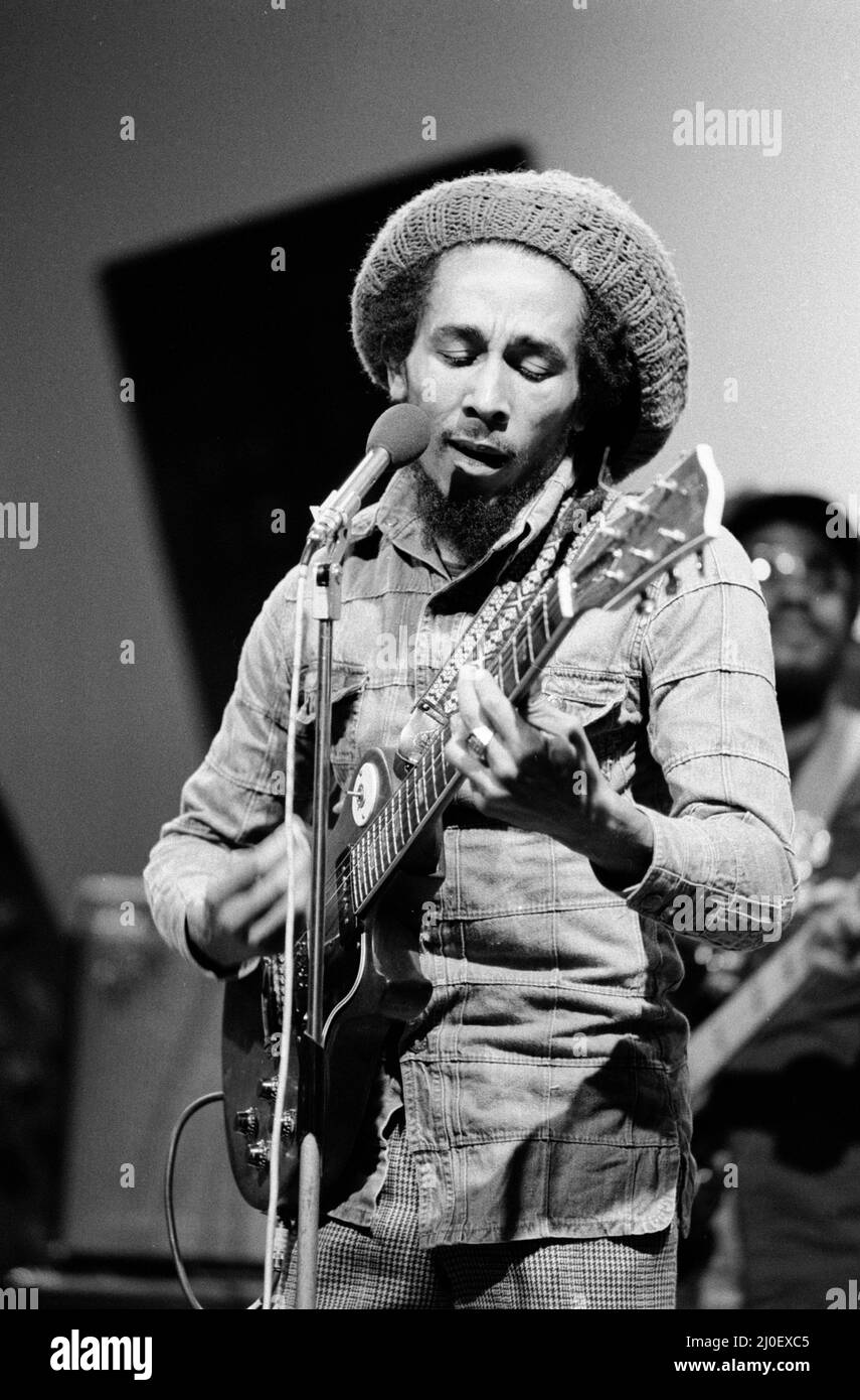 Jamaican singer Bob Marley seen here performing in London. Marley is a ...