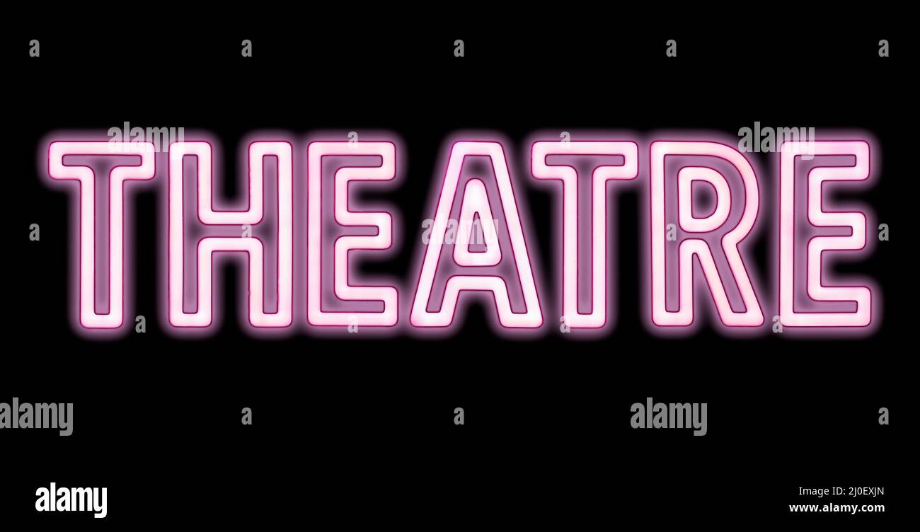 Pink Neon Theatre Sign Stock Photo - Alamy