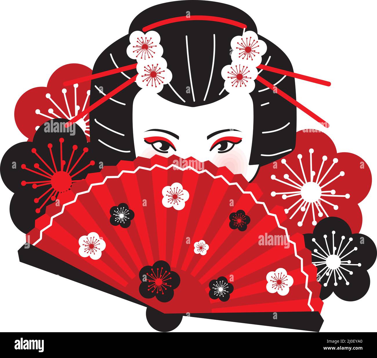 geisha face and fan Stock Vector Image & Art - Alamy