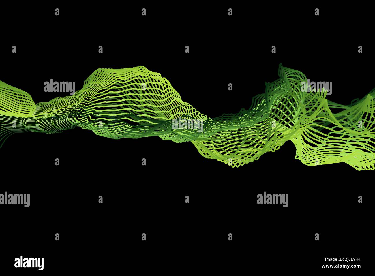 Abstract Eco fresh green smoke flame helix isolated on black background ...