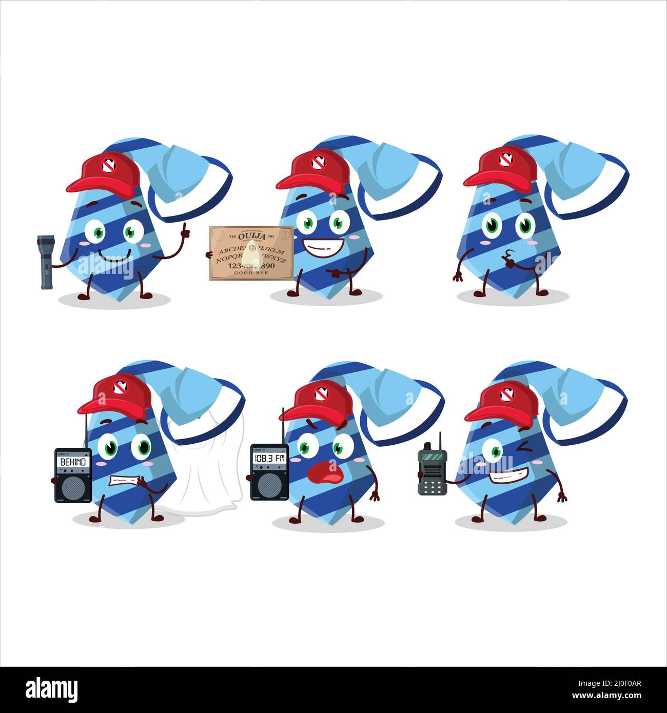 Ghost hunter cartoon blue tie character using camera. Vector ...