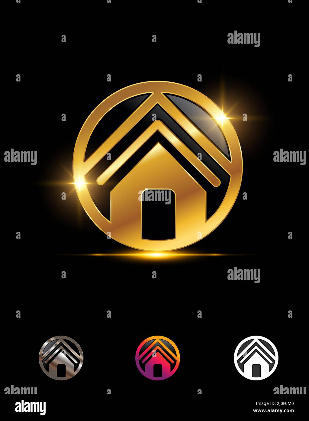 A Vector Illustration set of Golden Home Symbol Vector Logo Sign Stock ...