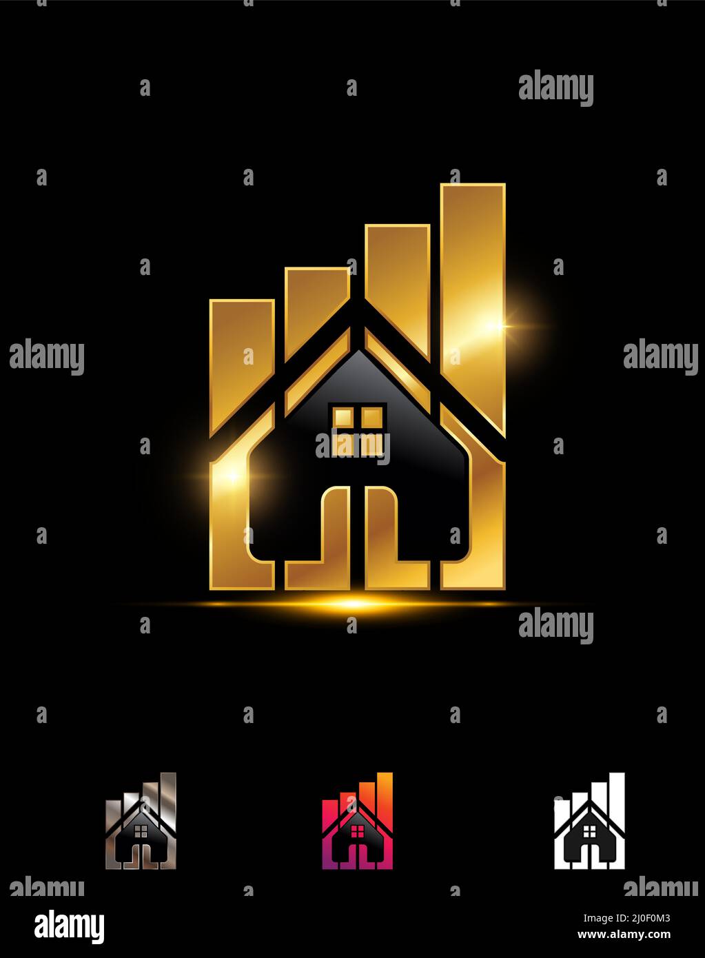 A Vector Illustration set of Golden Home Symbol Vector Logo Sign Stock ...