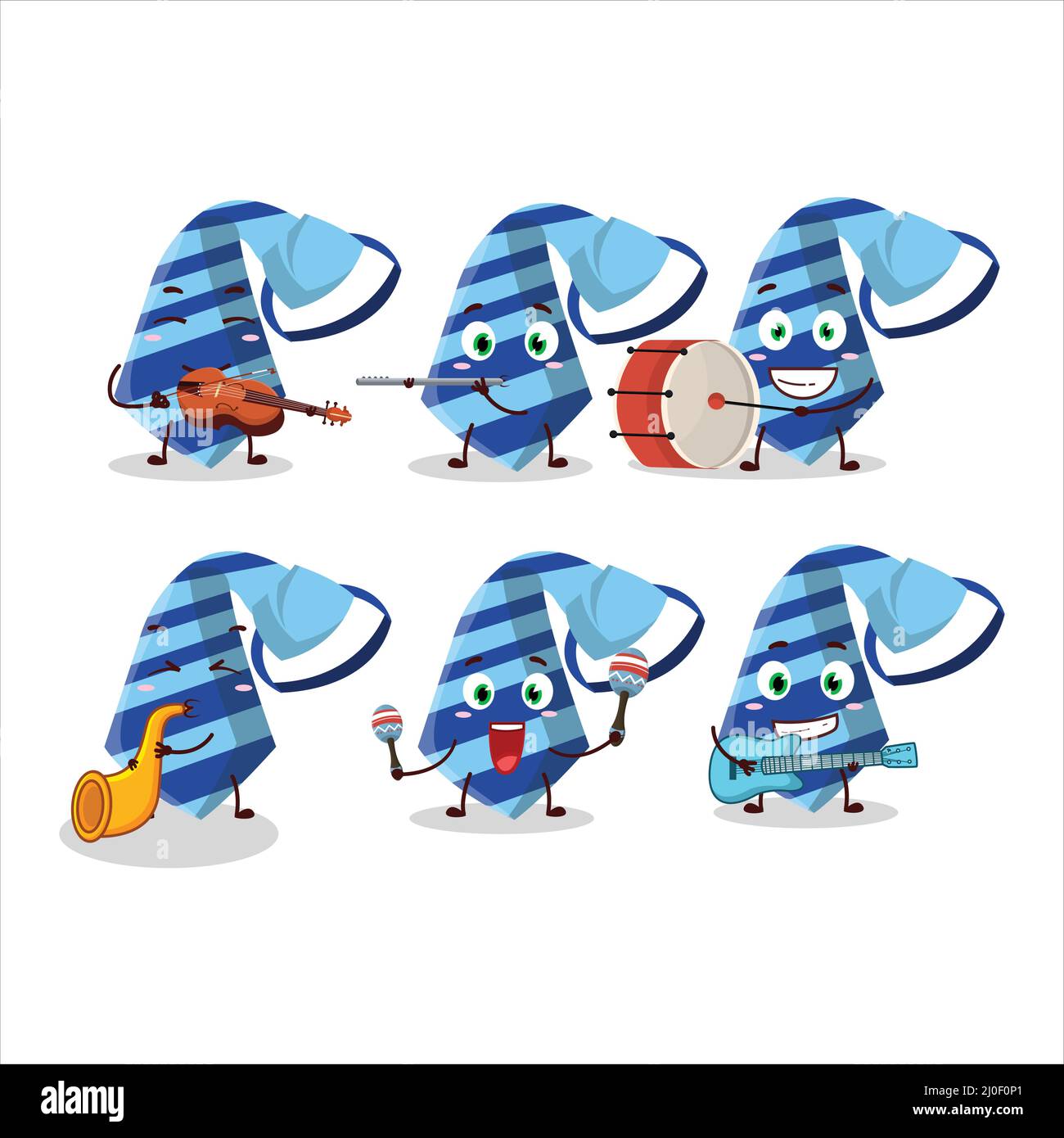 Cartoon character of blue tie playing some musical instruments. Vector ...