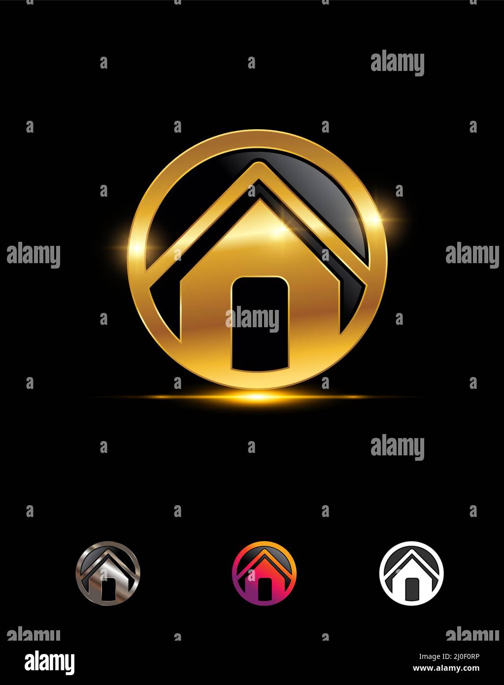 A vector illustration set of Golden Home Symbol Vector Logo Sign Stock ...