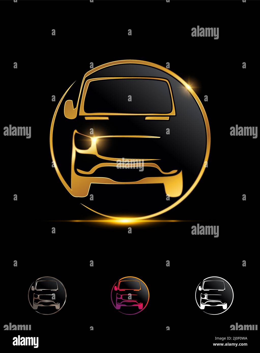 A Vector Illustration set of Golden Car Vector Sign Stock Vector Image ...