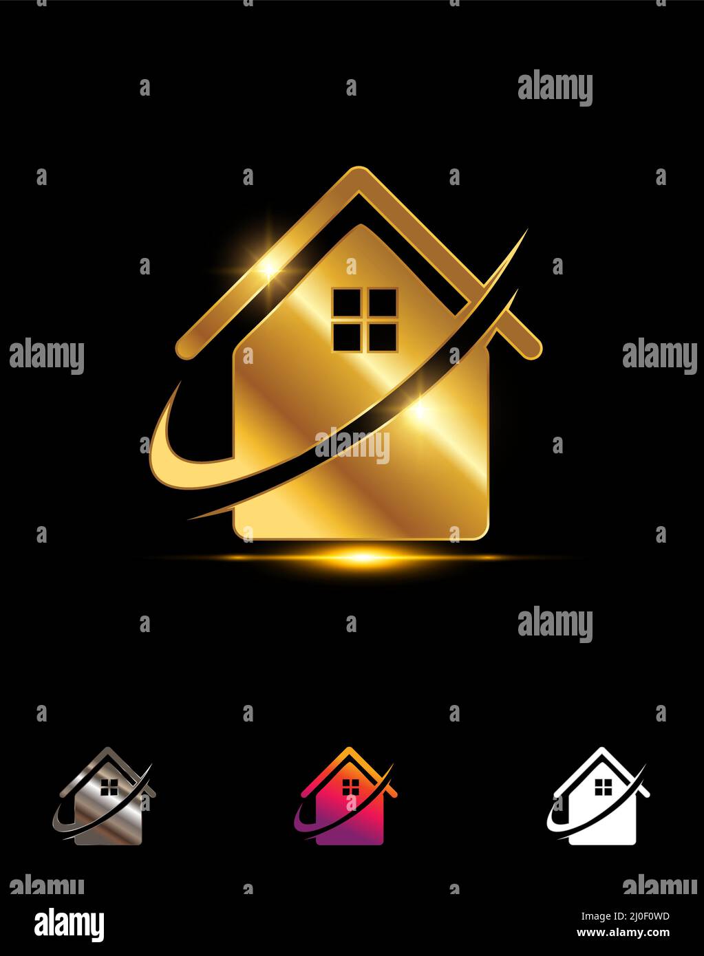 A vector Illustration set of Golden Home Symbol Vector Logo Sign Stock ...