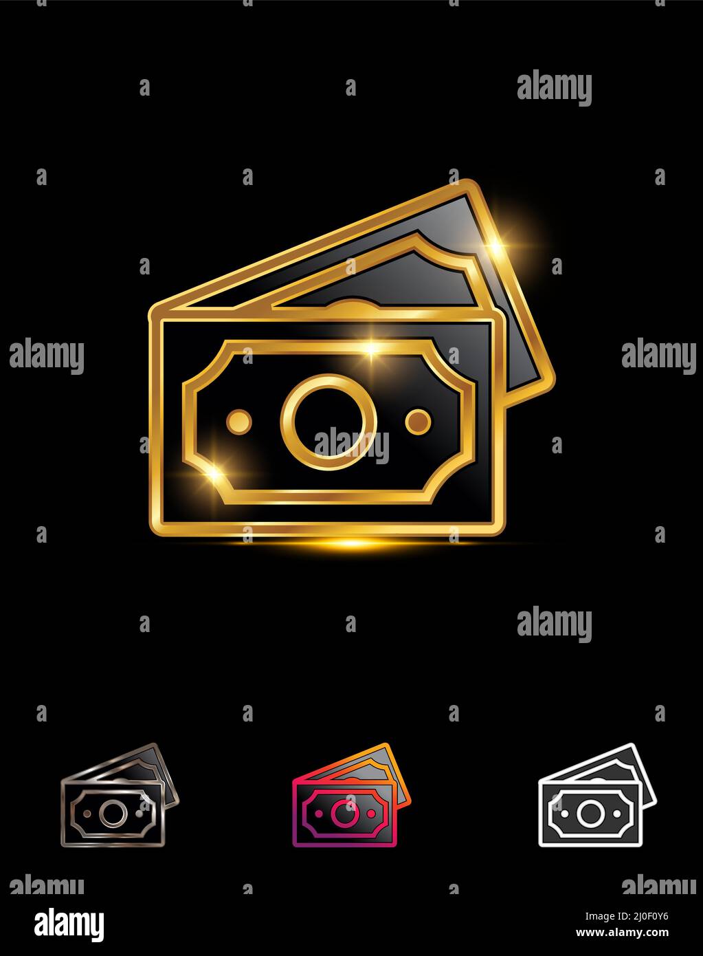 A vector illustration set of Golden Money Vector Icon Stock Vector ...