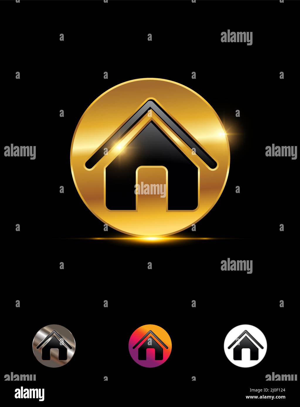 A vector Illustration set of Golden Home Symbol Vector Logo Sign Stock ...