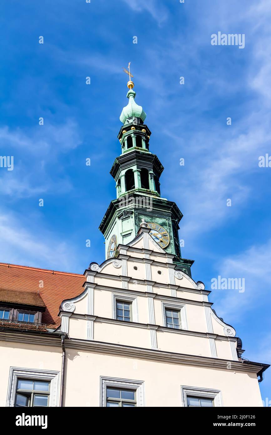 The town hall on the market square of the city of Pirna in Saxony Stock ...