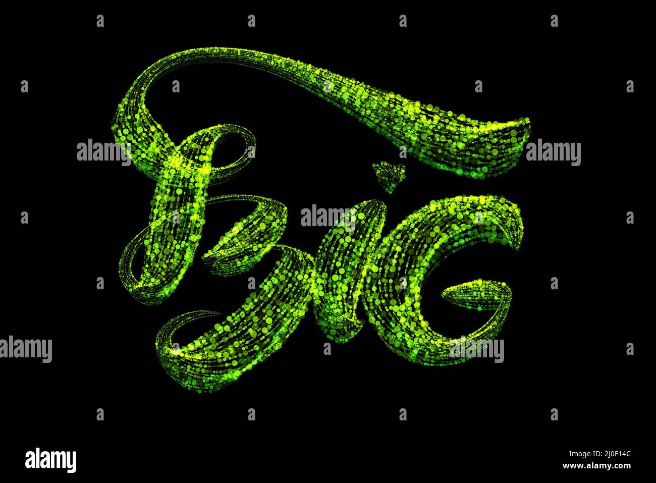 Large green lettering word inscription BIG made of bright green ...
