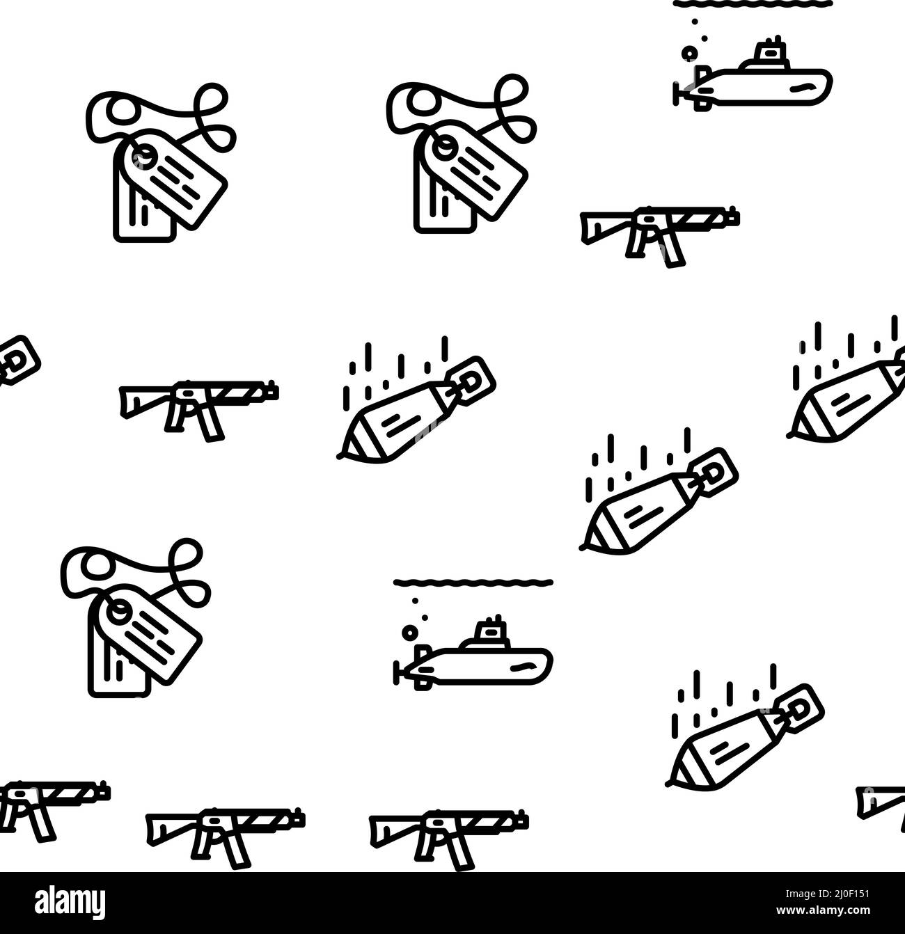 Military Weapon And Transport Vector Seamless Pattern Stock Vector ...
