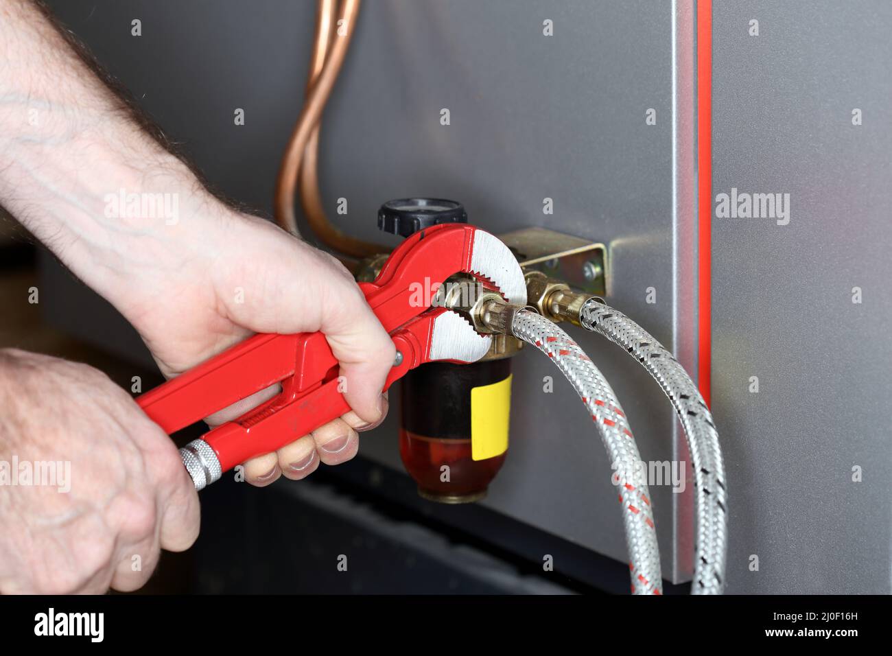 Repairing a heat Stock Photo - Alamy