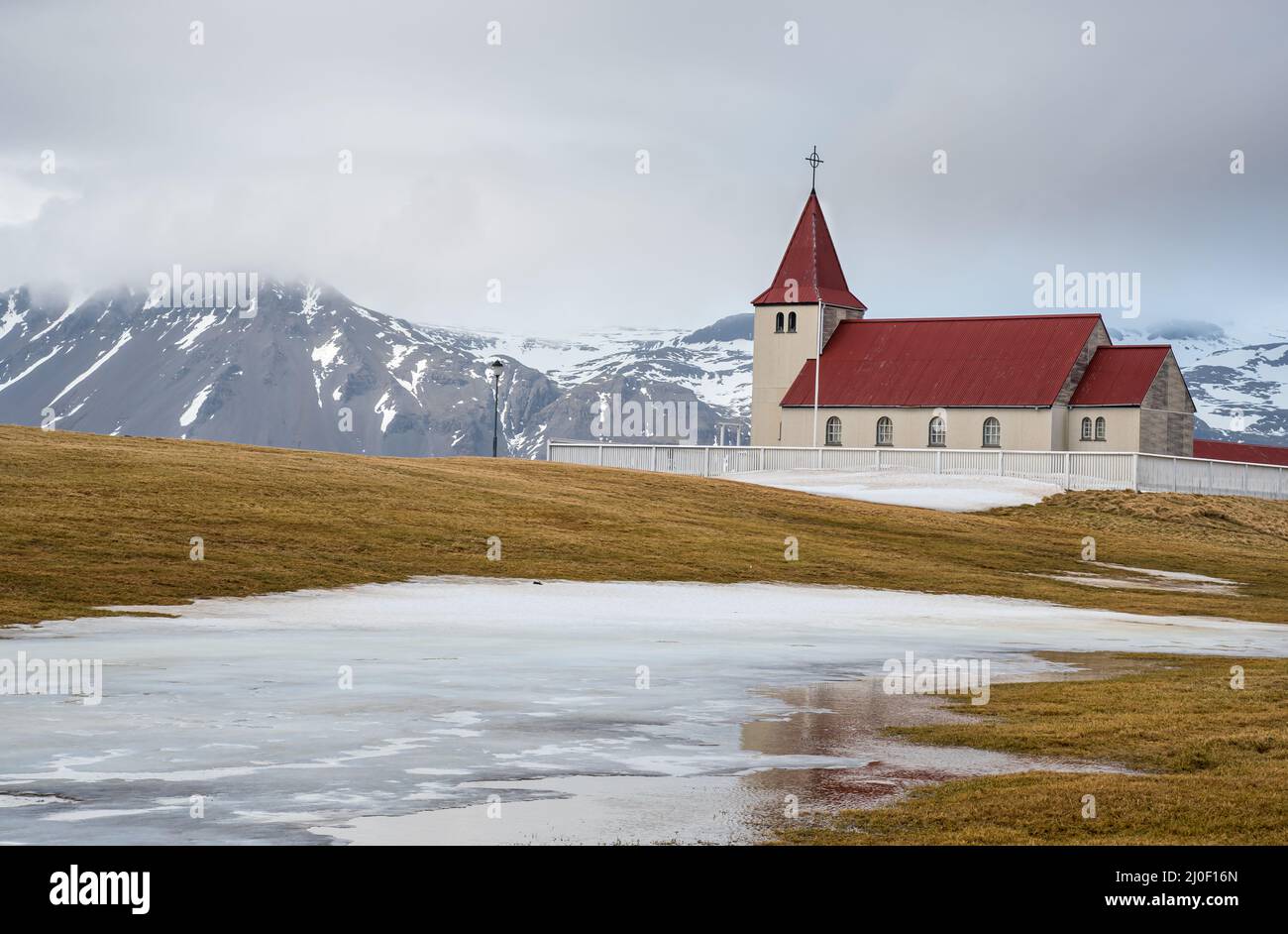 Icelandic church in snaefellsnes peninsula, Iceland. Stadastadakirkja ...
