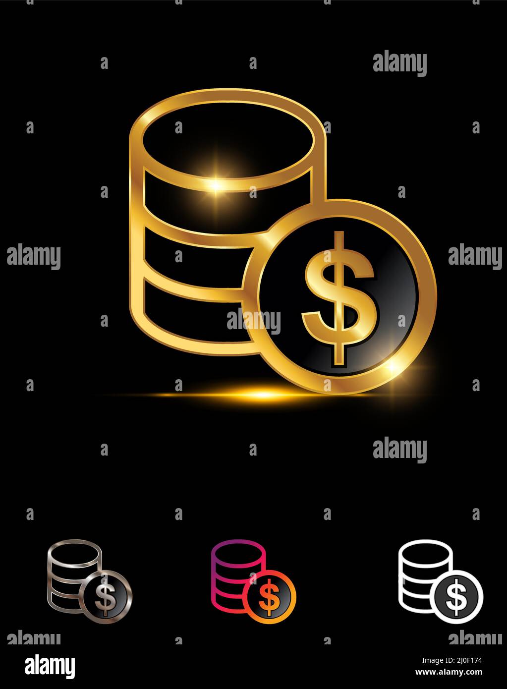 A Vector Illustration set of Golden Money Symbol Vector Icon Stock ...