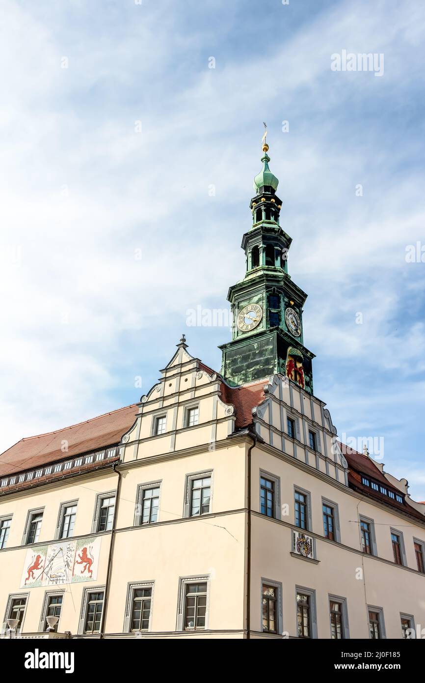 The town hall on the market square of the city of Pirna in Saxony Stock ...