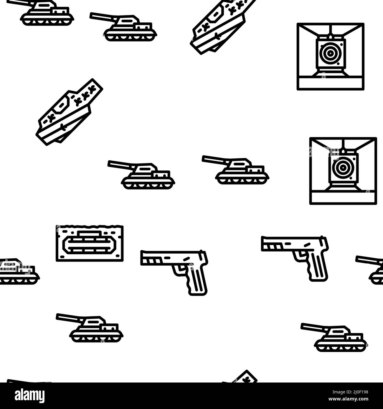 Military Weapon And Transport Vector Seamless Pattern Stock Vector ...