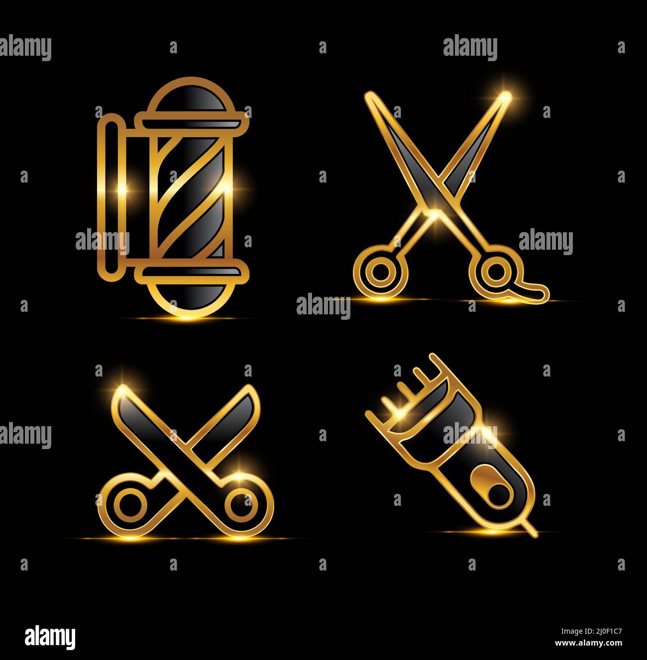 A vector Illustration set of Golden Barber Shop Icon Stock Vector Image ...