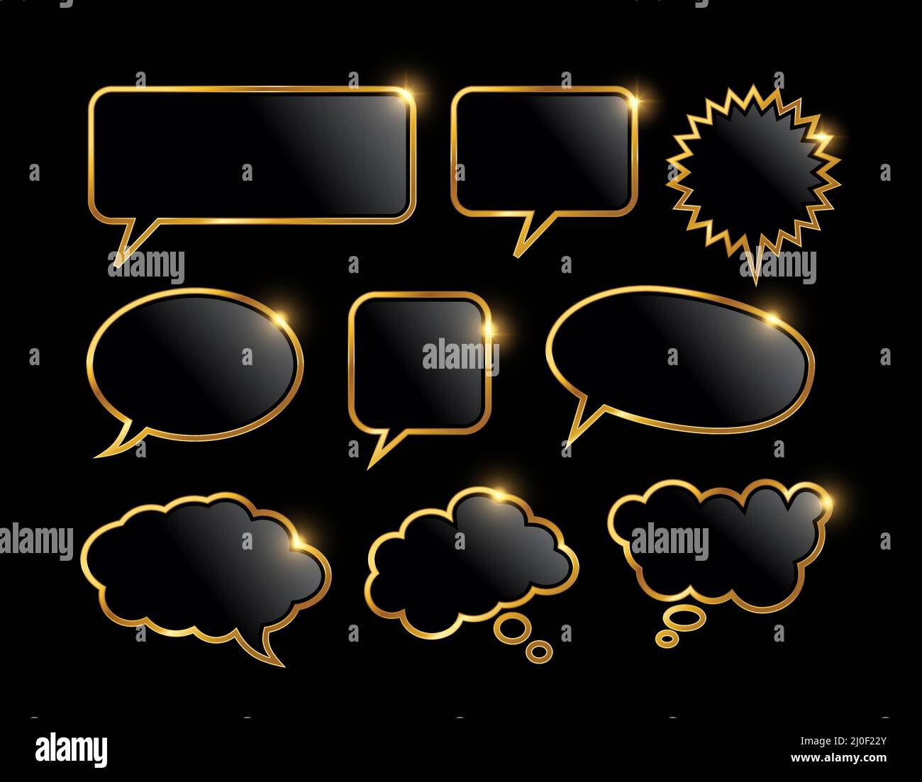 A vector illustration set of Golden Bubble Chat Icon Stock Vector Image ...