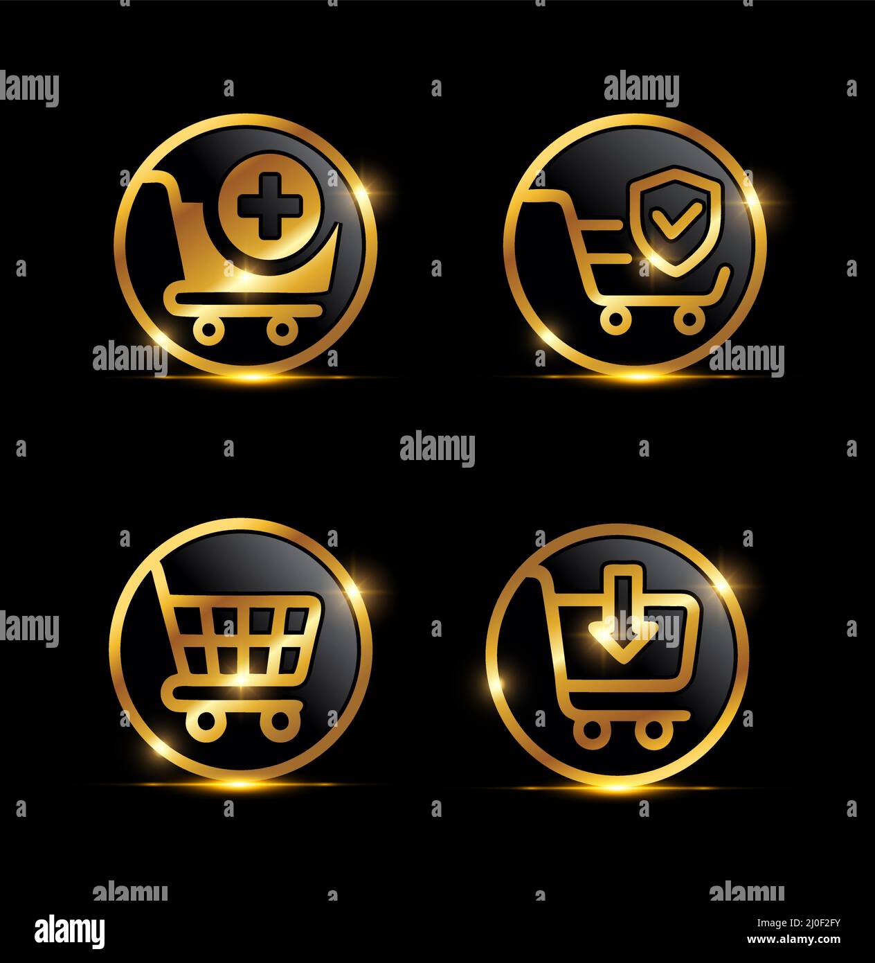 A Vector Illustration set of Golden Circle Shopping Chart Icon Stock ...