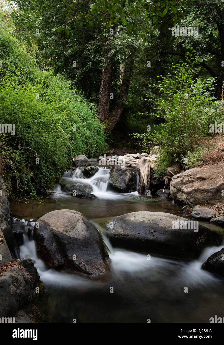 Water stream on the river with small waterfalls, Kakopetria, Cyprus ...