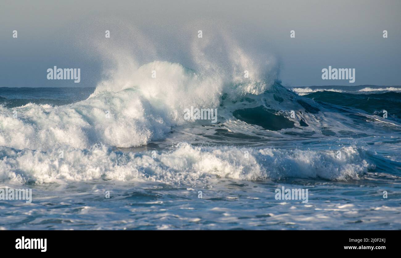 Dangerous wavy ocean with wind waves crashing. Paphos Cyprus Stock ...